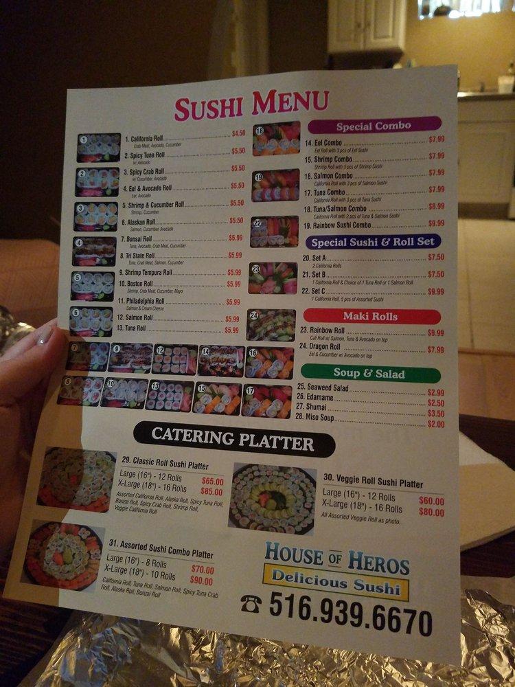 Menu at House of Heros restaurant, Hicksville, 8 Bloomingdale Rd