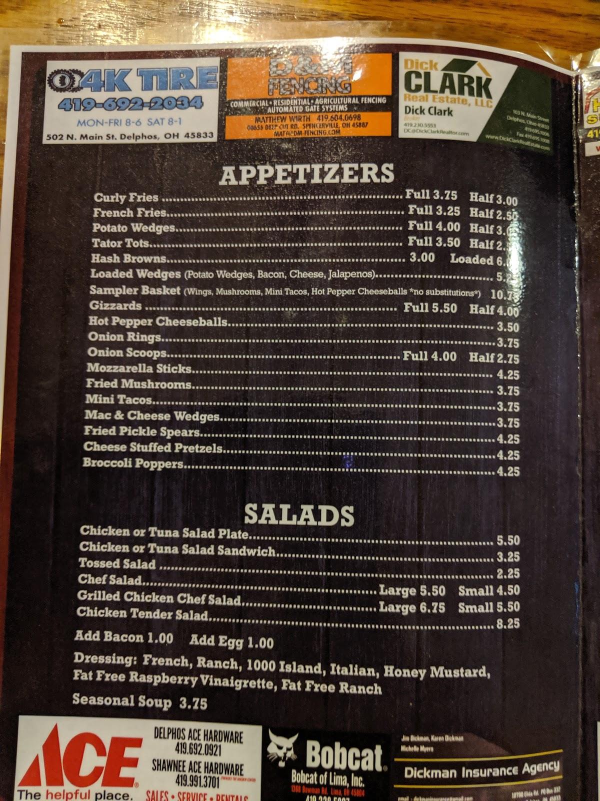 Menu at Rustic Cafe, Delphos