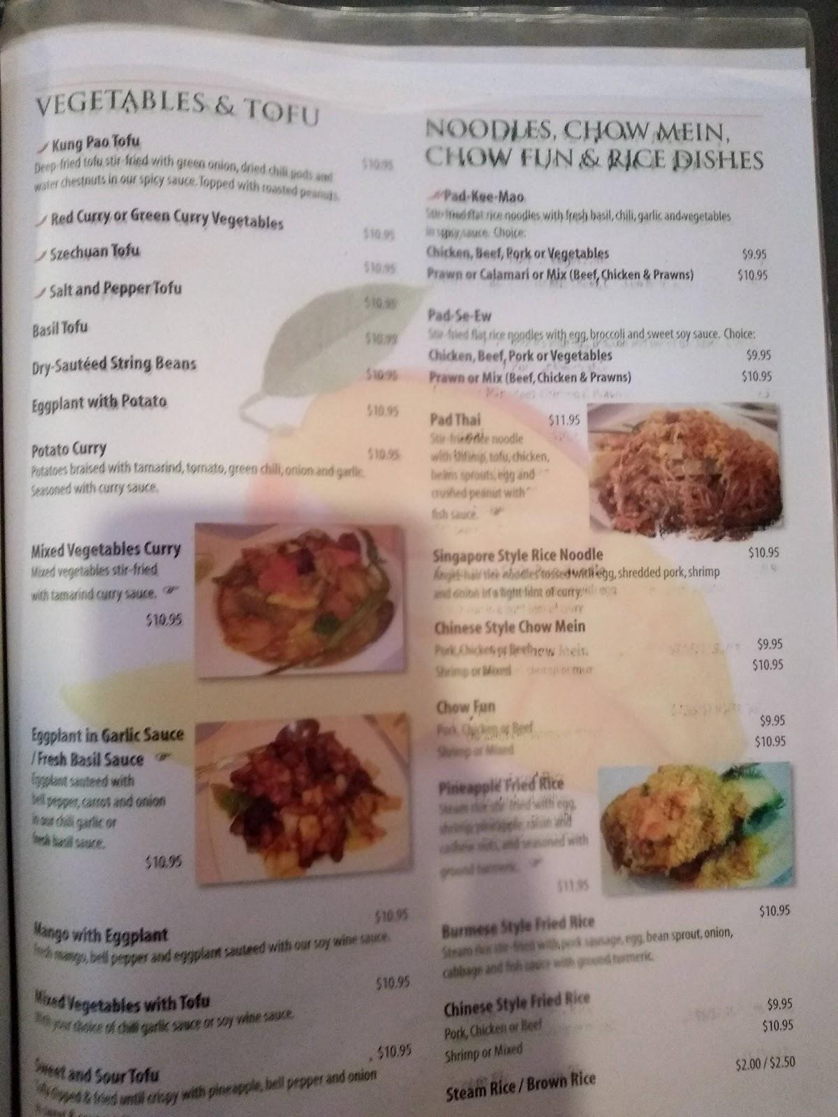 Menu at Sweet Mango restaurant, San Jose