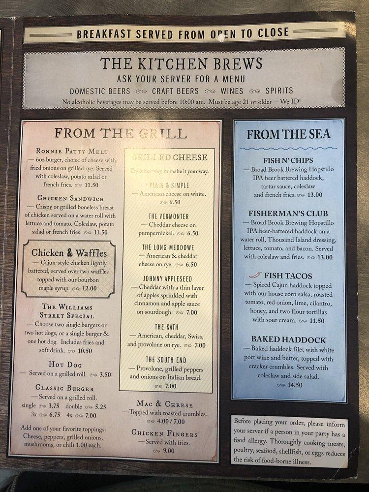 Menu at The Kitchen desserts, Longmeadow, 791 Williams St