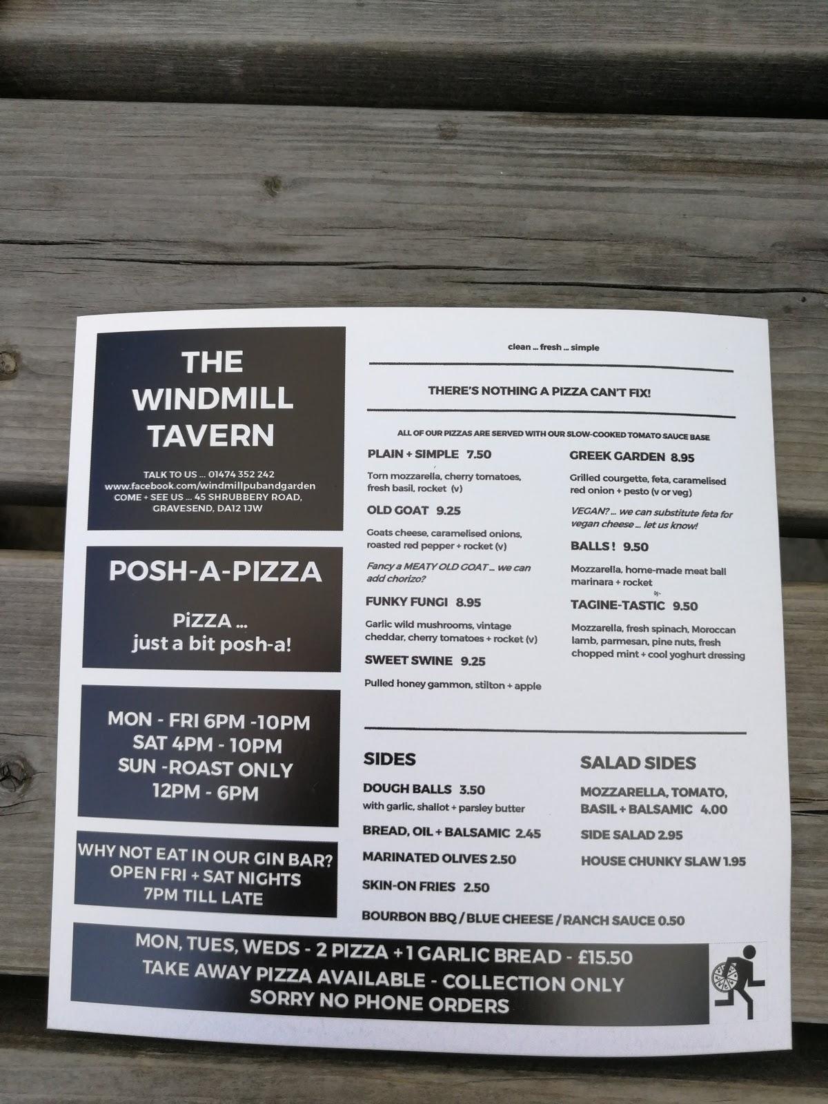 Menu at The Windmill Tavern pub & bar, Gravesend