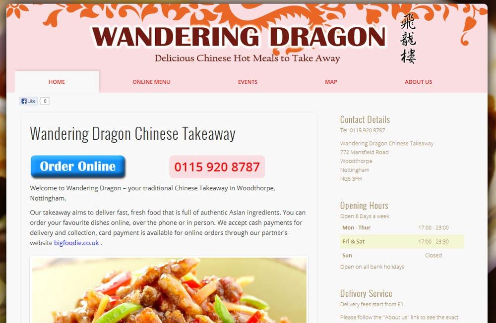 Menu at Wandering Dragon fast food, Nottingham, 772 Mansfield Rd