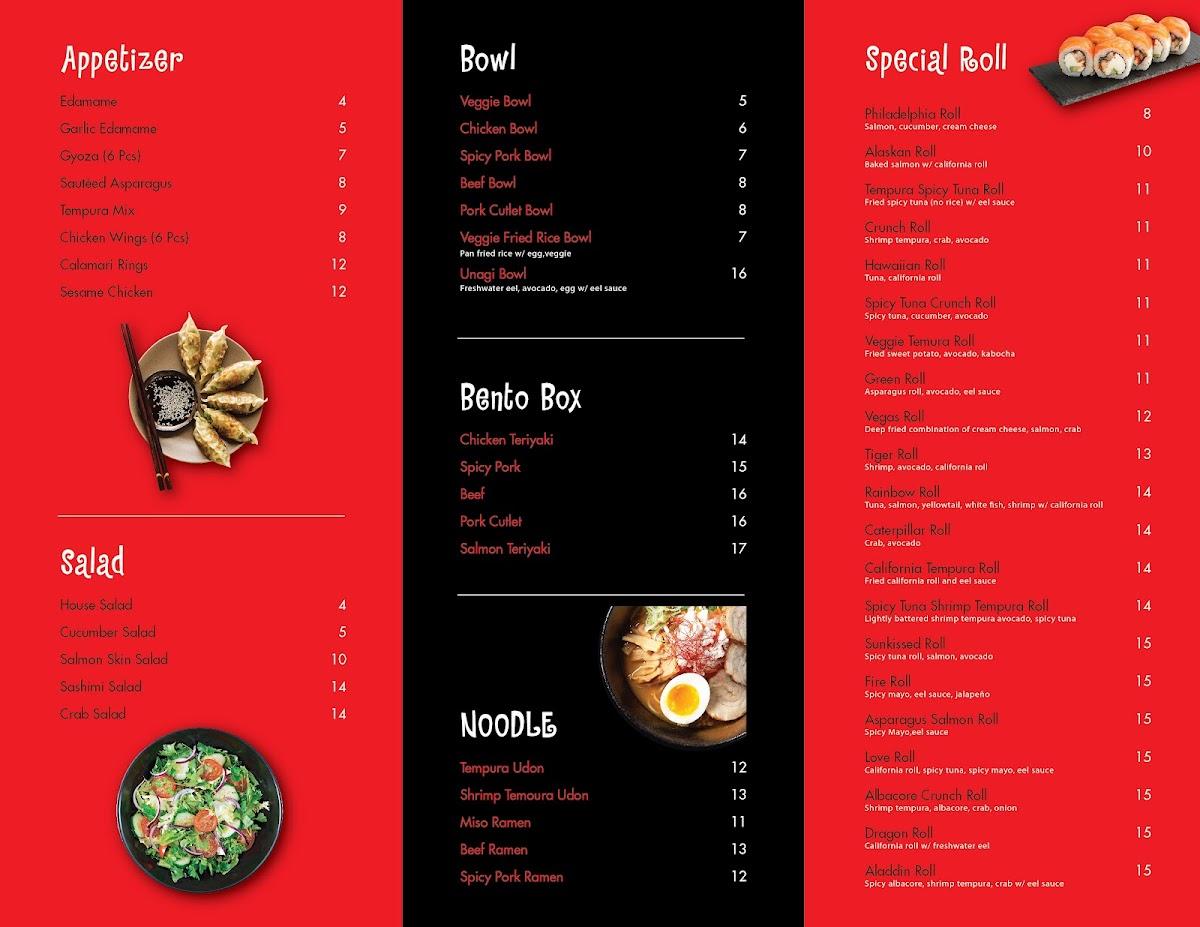 Menu at AKASHI SUSHI restaurant, Santa Ana