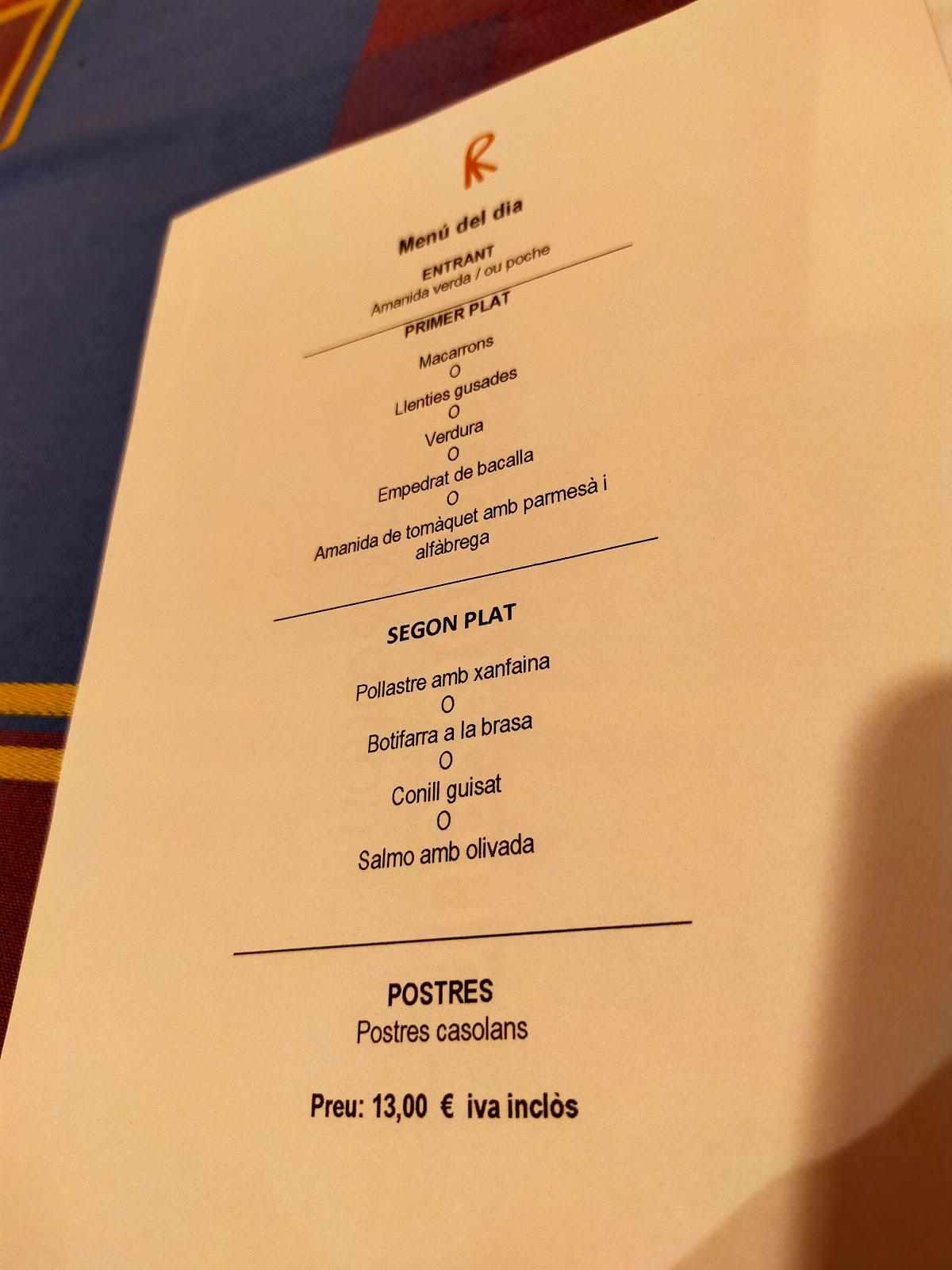 Carta del restaurante Can Roca, Gerona, Ctra. del Taialà