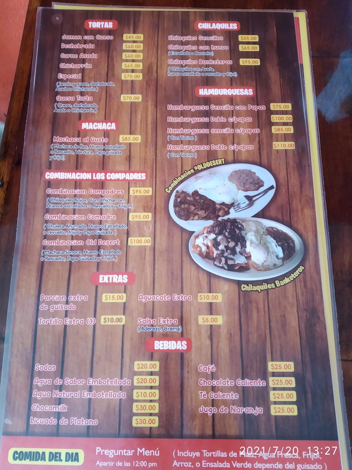 Menu at Godfather's kitchen restaurant, Ensenada