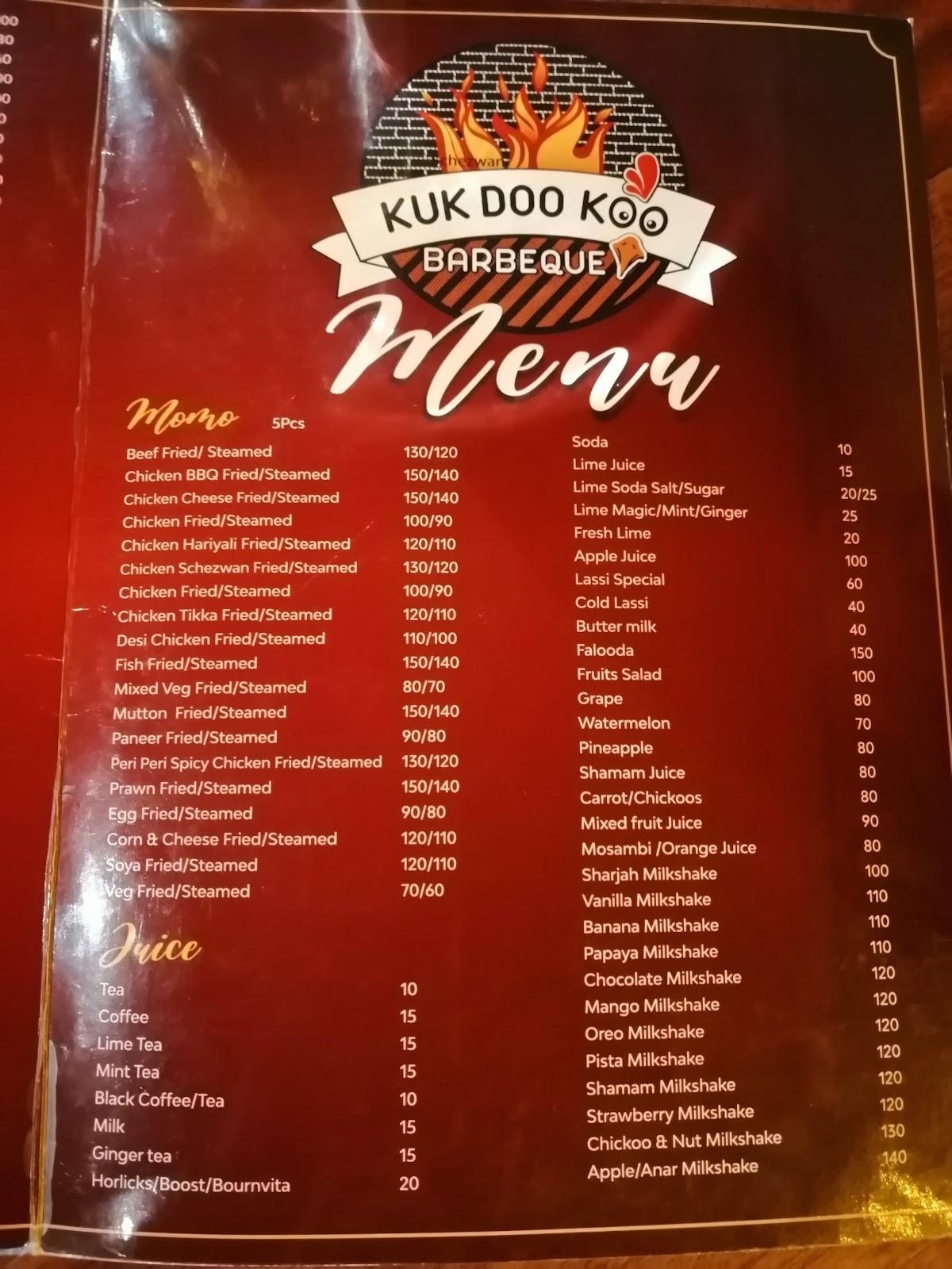 Menu at KUK DOO KOO Best Barbeque Restaurant in Mulanthuruthy ...