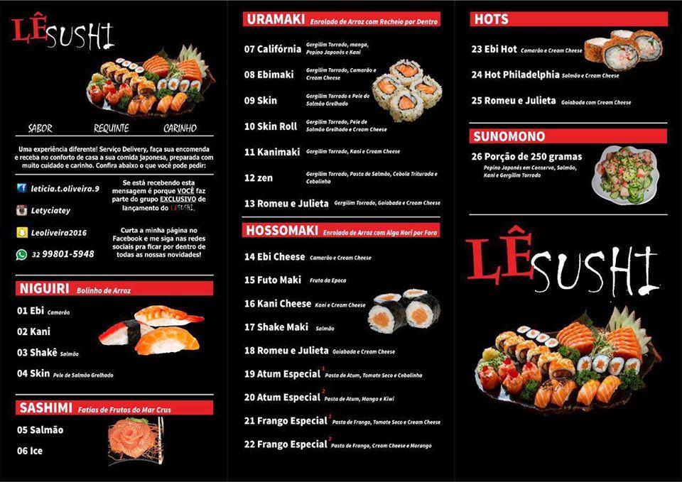 Menu em Lê SUSHI Ubá MG restaurante, Ubá