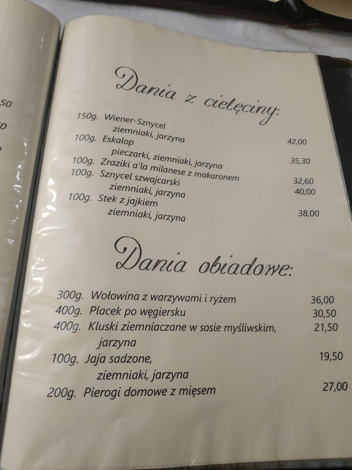 Menu at Restauracja Centaur restaurant, Katowice