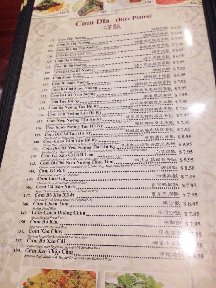 Menu at Saigon Eden restaurant, San Gabriel, 980 E Las Tunas Dr # C