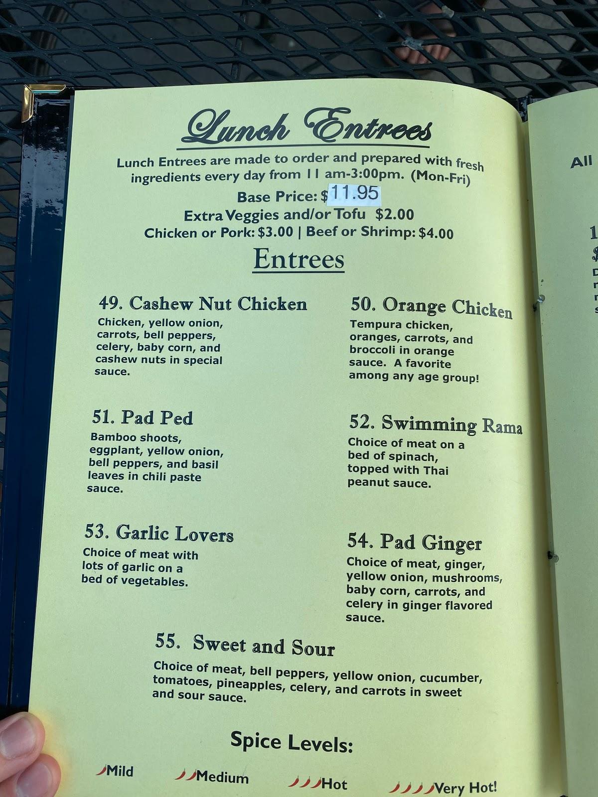 Menu at Suchada's Thai Cuisine LLC restaurant, Moscow