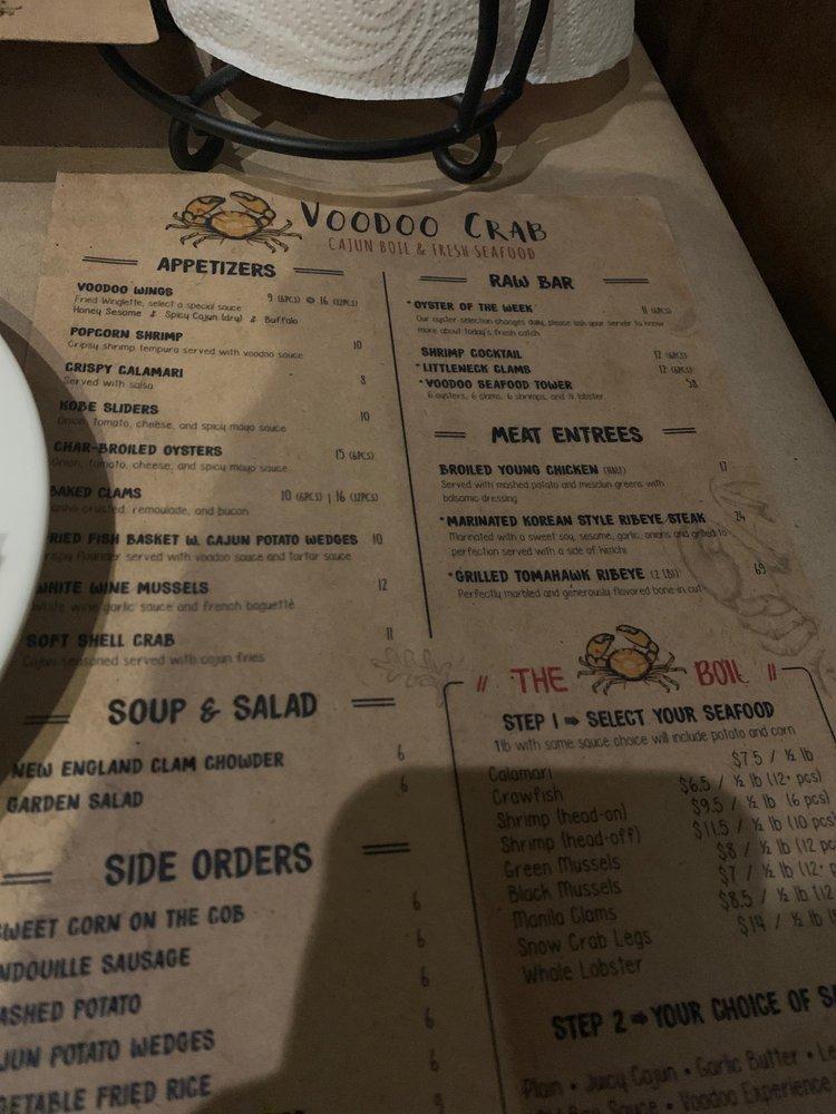 Menu at Voodoo Crab of Massapequa restaurant, Massapequa