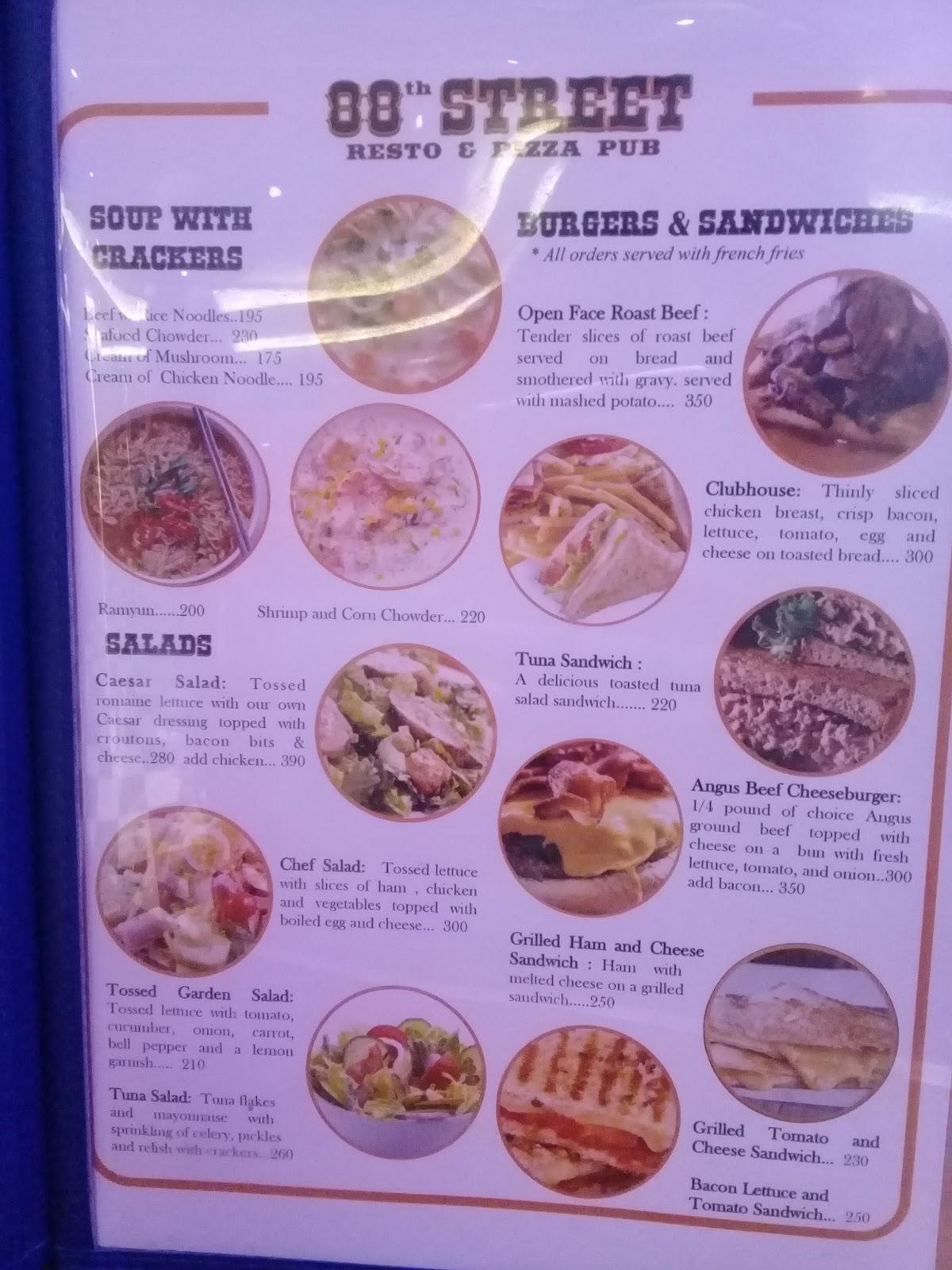Menu at 88th Street Resto and Pizza Pub, Olongapo