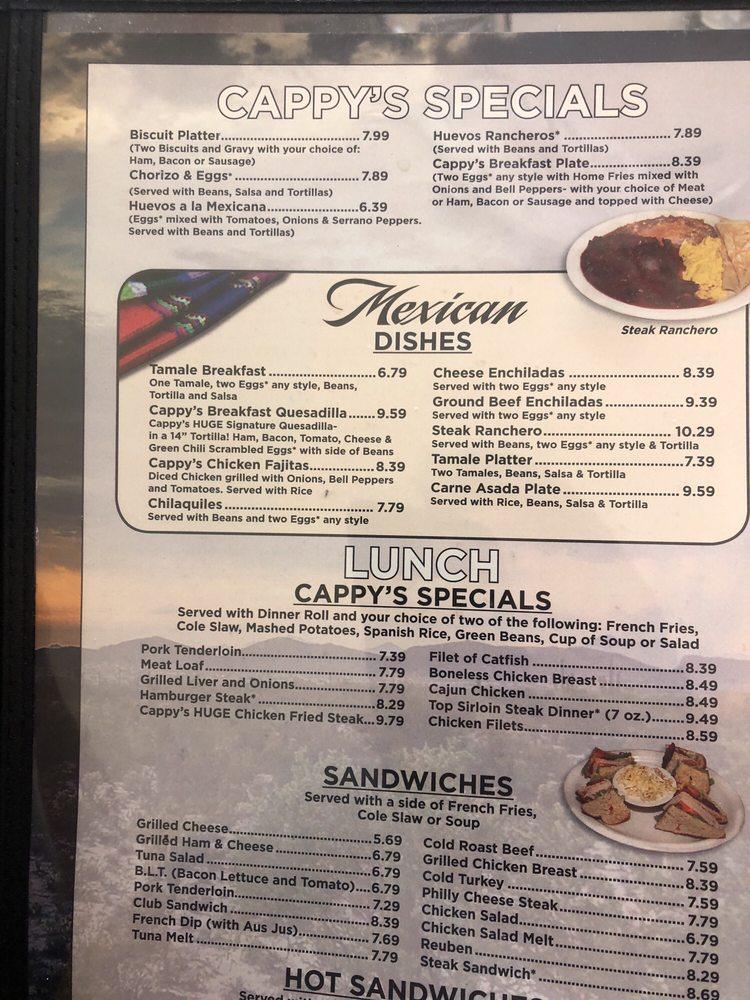 Carta de Cappy's Breakfast Cafe, Tucson