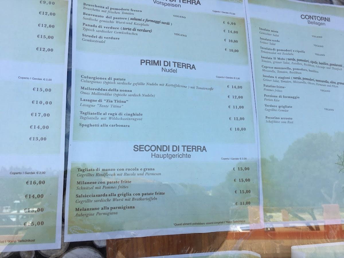 Menu da Ristorante Il Molo, Costa Rei