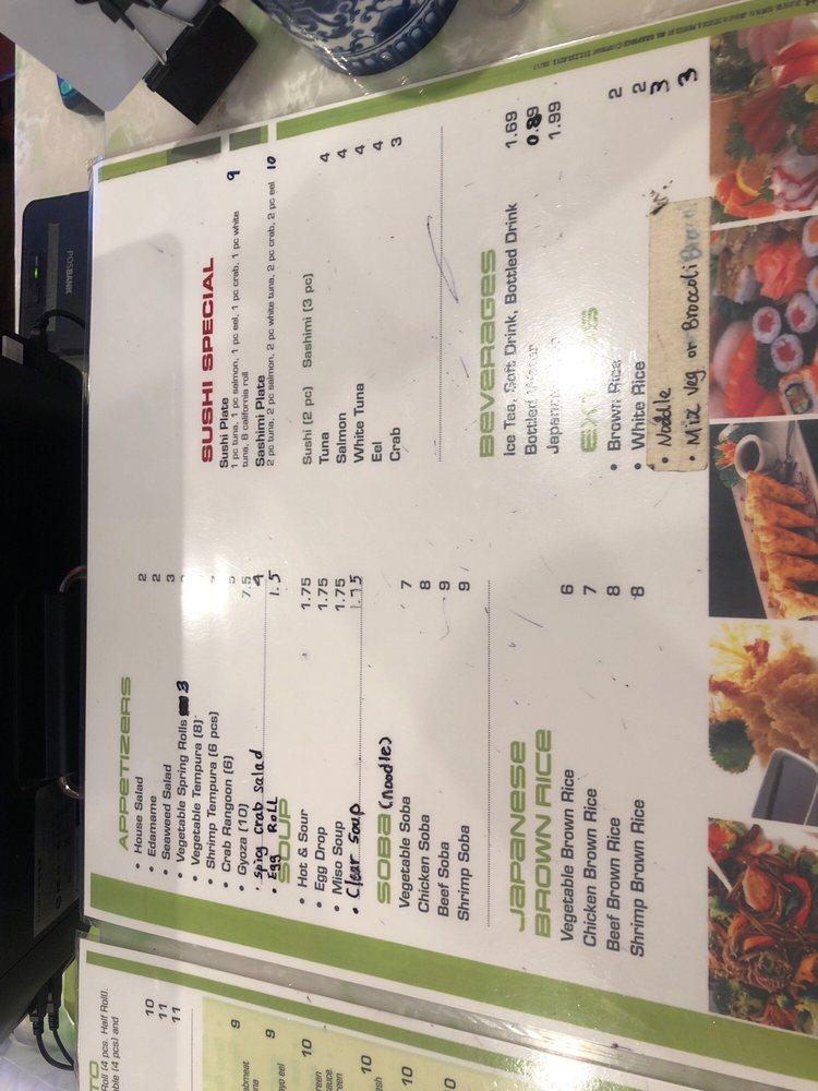 Menu at Tokyo Hibachi & Sushi restaurant, Moon