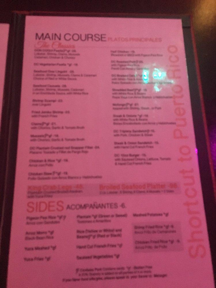 Menu at Don Coqui restaurant, White Plains