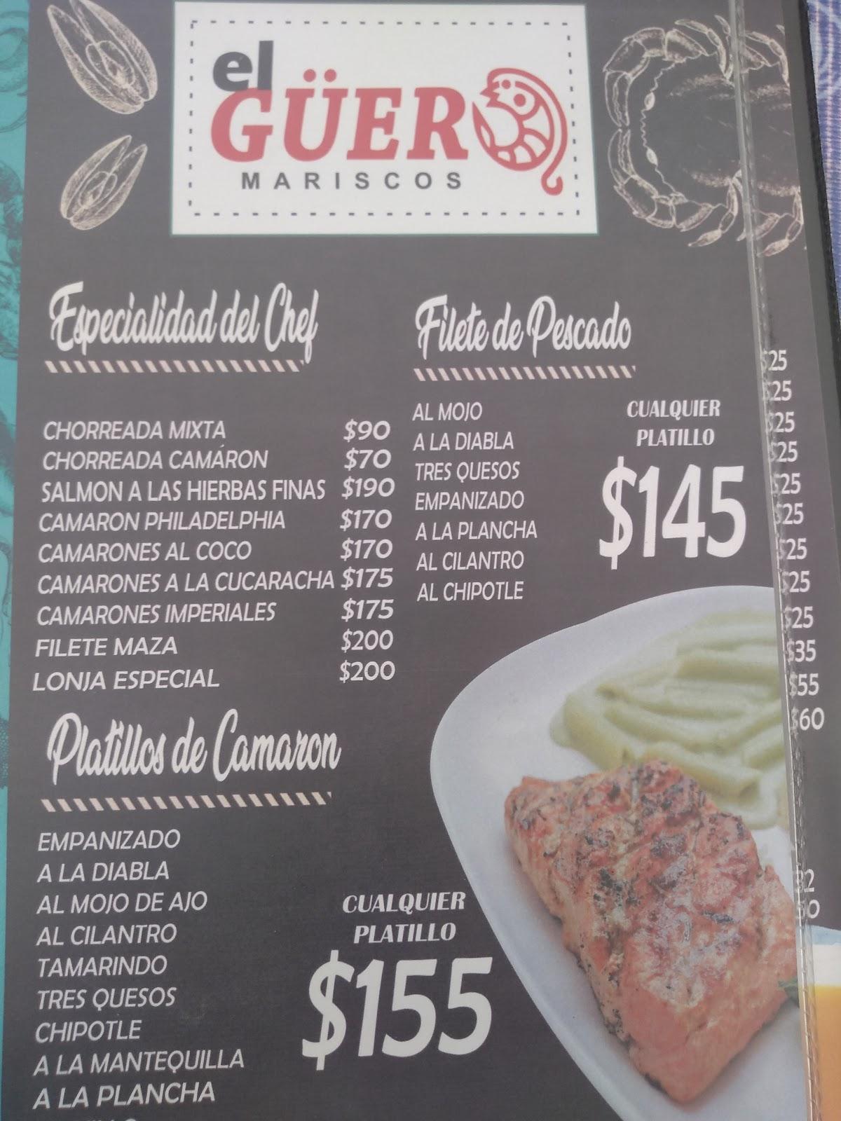 Carta del restaurante Mariscos El Güero Periférico, Zapopan, Anillo ...