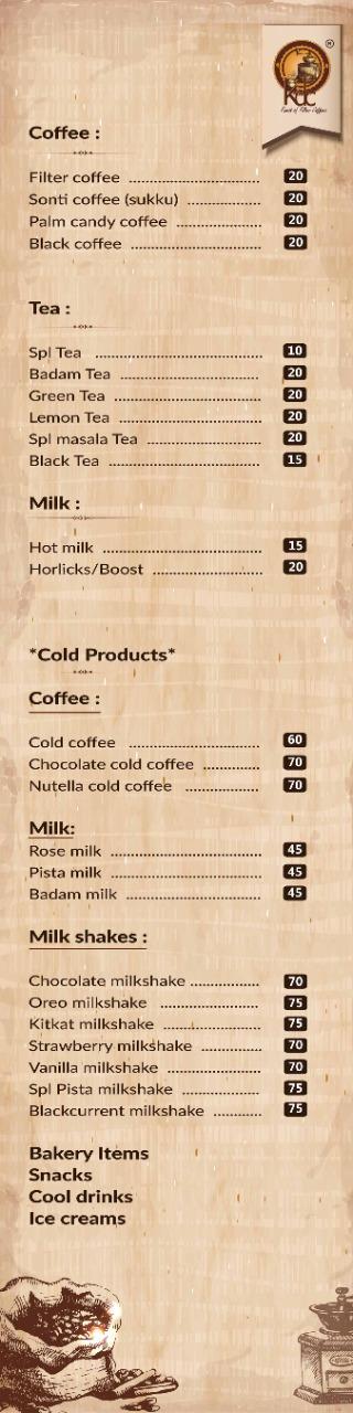 Menu at Kumbakonam Degree Coffee, Ongole