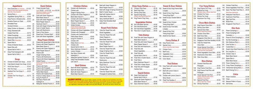 Menu at So's Kitchen restaurant, Woking