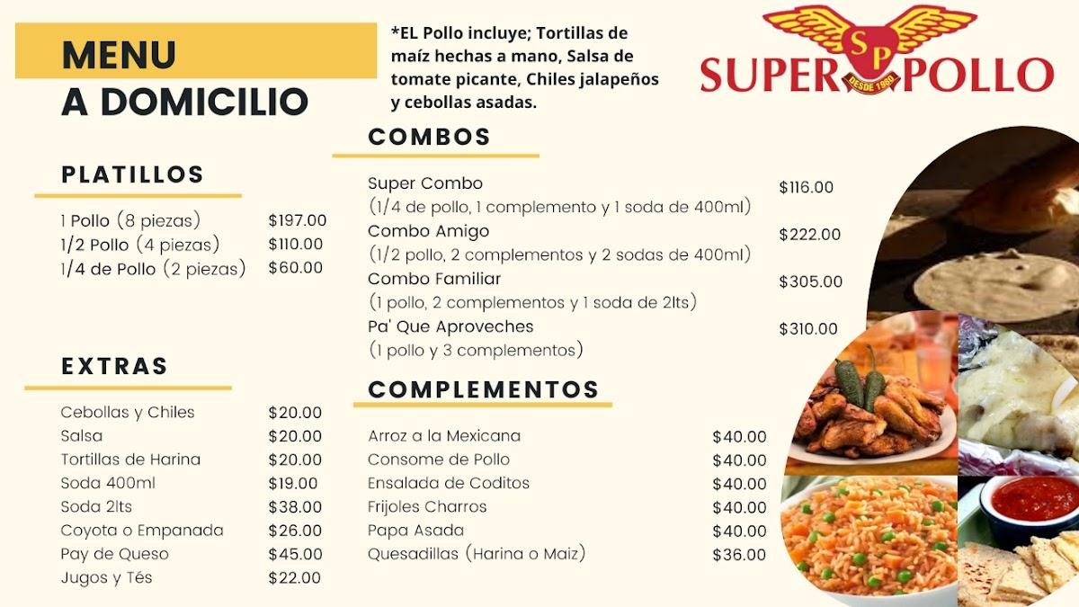 Carta del restaurante Super Pollo, Tijuana, C. Romano 13694