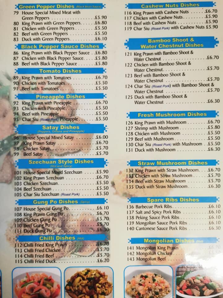 Menu at Waterside Chinese fast food, Evesham