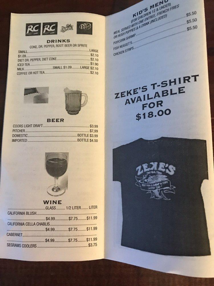 Menu at Zeke's Fish n Chips restaurant, Fort Worth, Curzon Ave