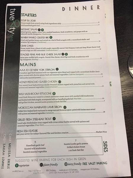 Menu at 20Ten City Eatery desserts, Regina