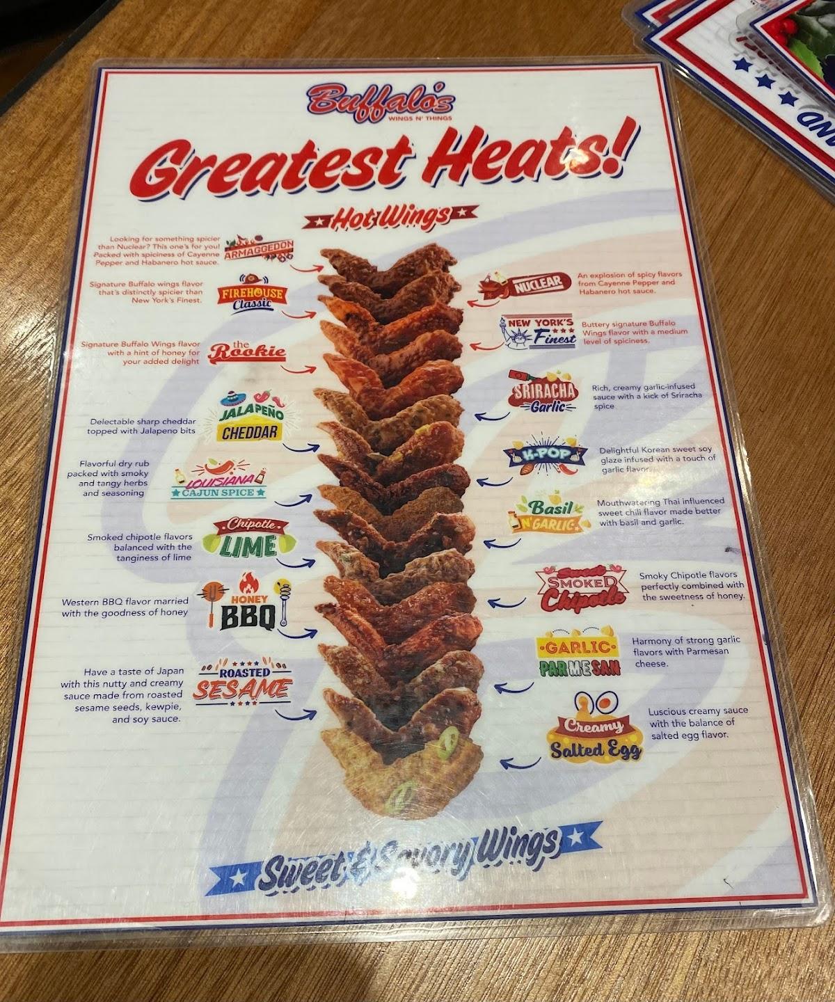 Menu at Buffalo’s Wings N' Things restaurant, Quezon City, M24G+MRC