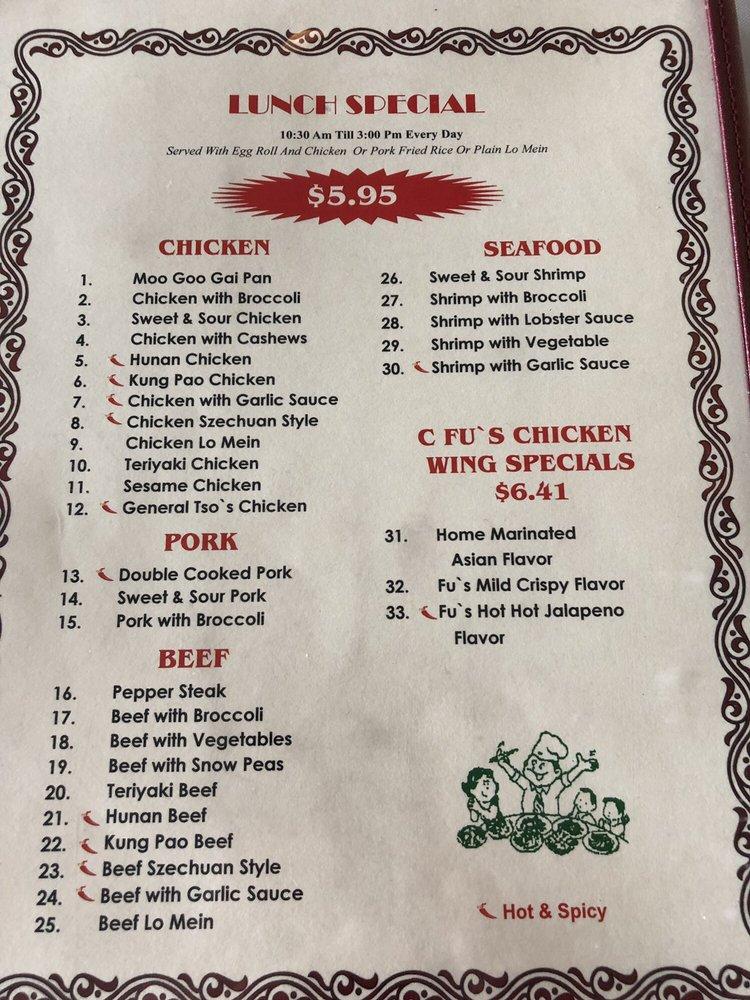 Menu at C Fu restaurant, Memphis, S Mendenhall Rd
