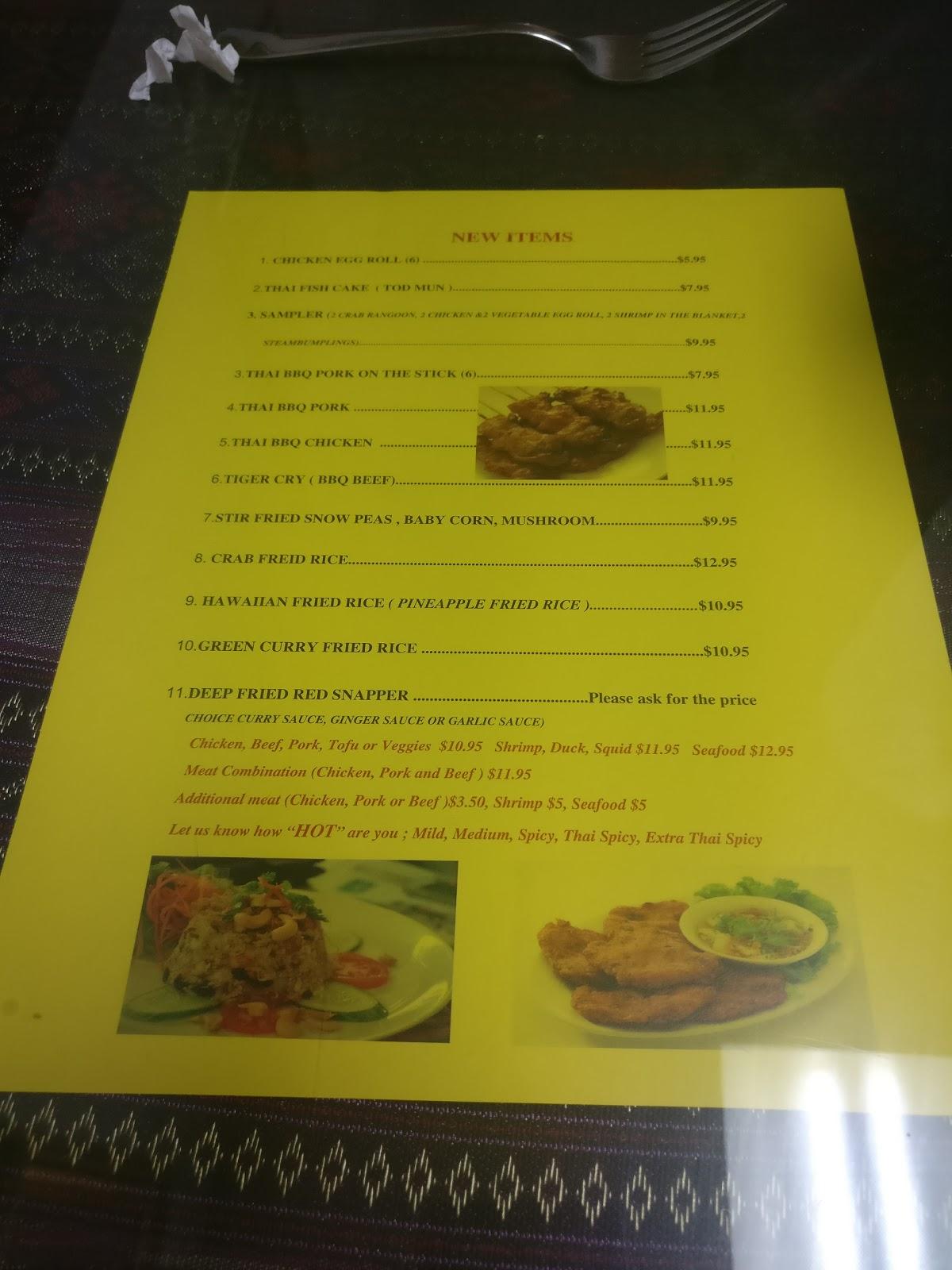 Menu at Grandma’s Thai Cuisine restaurant, Harker Heights