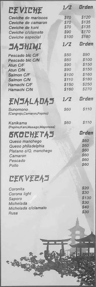 Carta del restaurante Inari Sushi to Go, Zapopan, Calzada Central 19