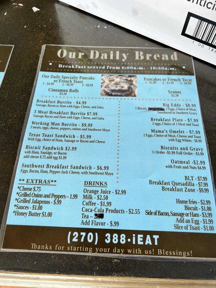 Menu at Our Daily Bread llc desserts, Eddyville
