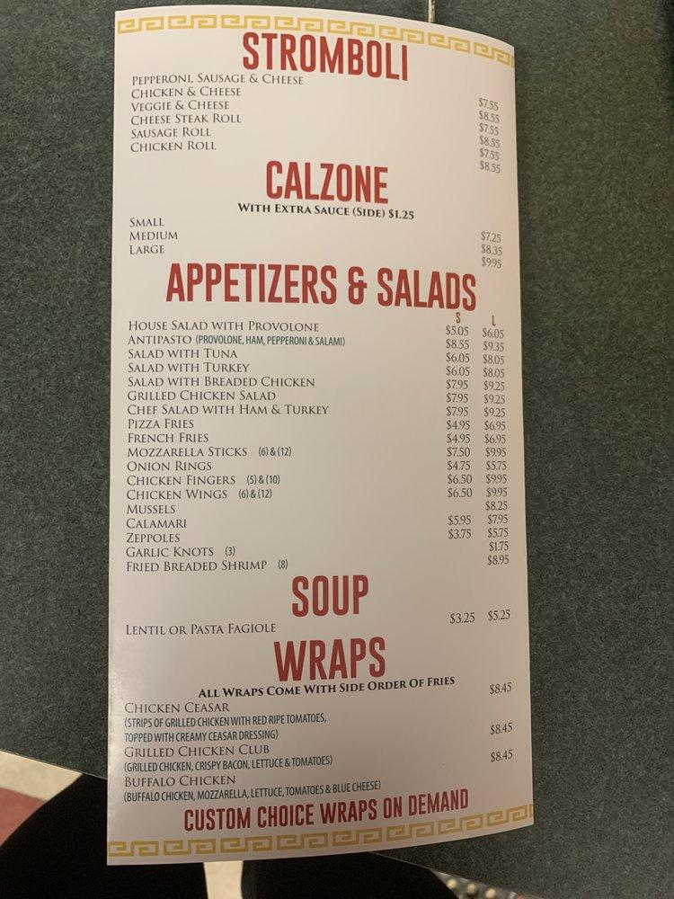 Menu at Pizza Villa pizzeria, Union