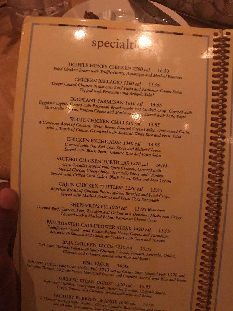 Menu at The Cheesecake Factory desserts, Providence