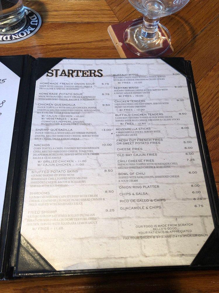 Menu at Bello's Pub and Grill, Newark's First Gastropub, Newark, 376 ...