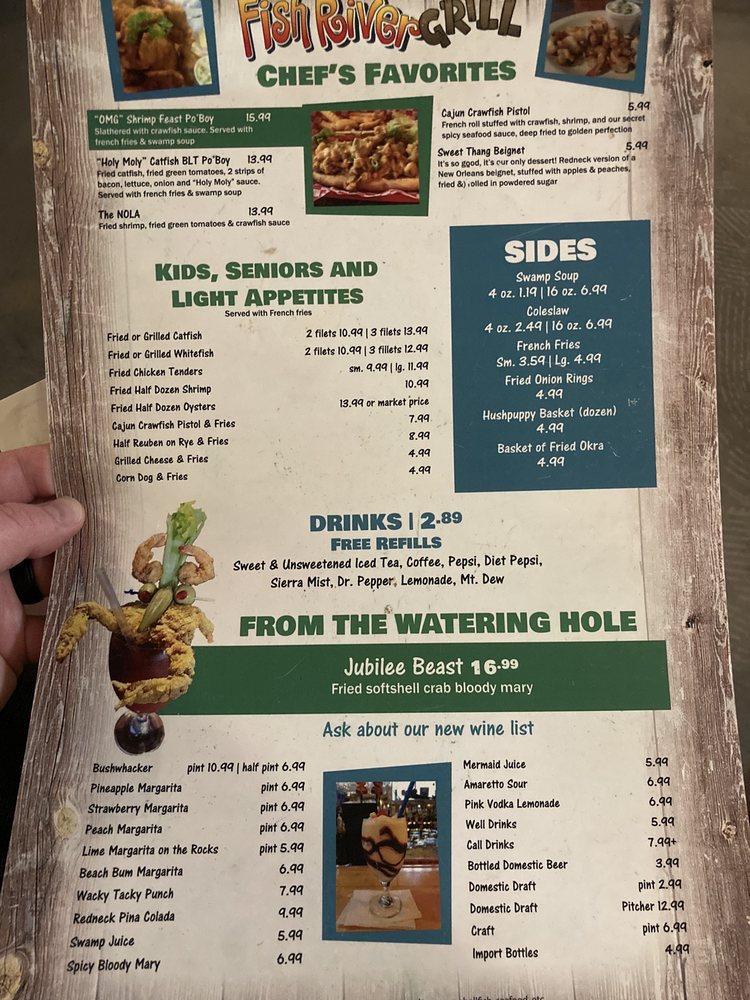 Menu at Fish River Grill restaurant, Gulf Shores