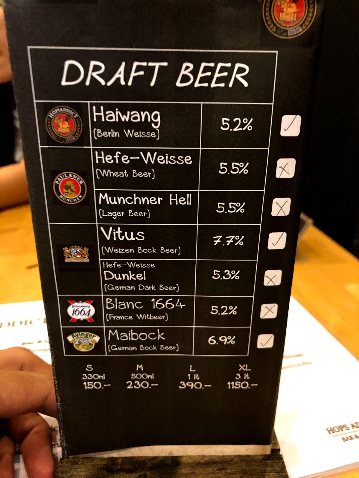 Carta del restaurante Hops Addict Rayong, Rayong, 329 ถ. ราษฎร์บำรุง
