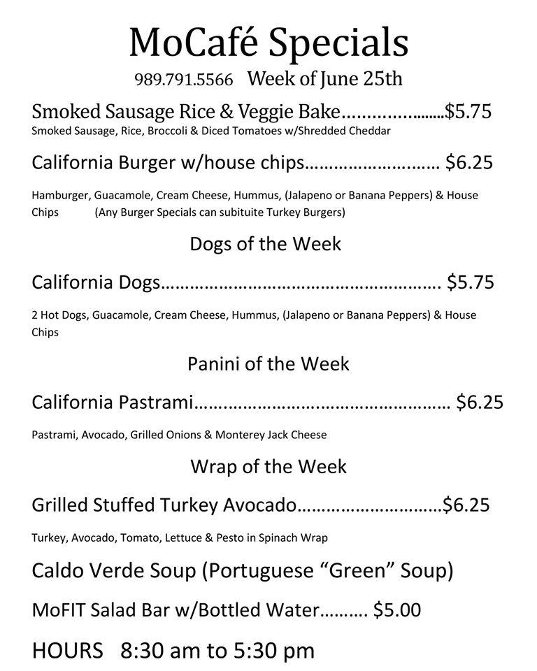 Menu at Mo Cafe, Saginaw