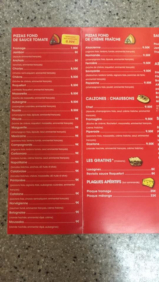 Menu au Coco Pizza pizzeria, Frontignan