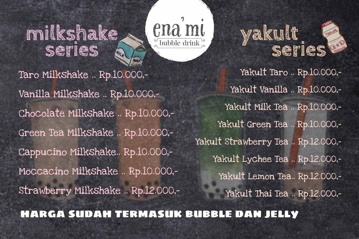 Menu at ena'mi bubble drink cafe, Bekasi Regency