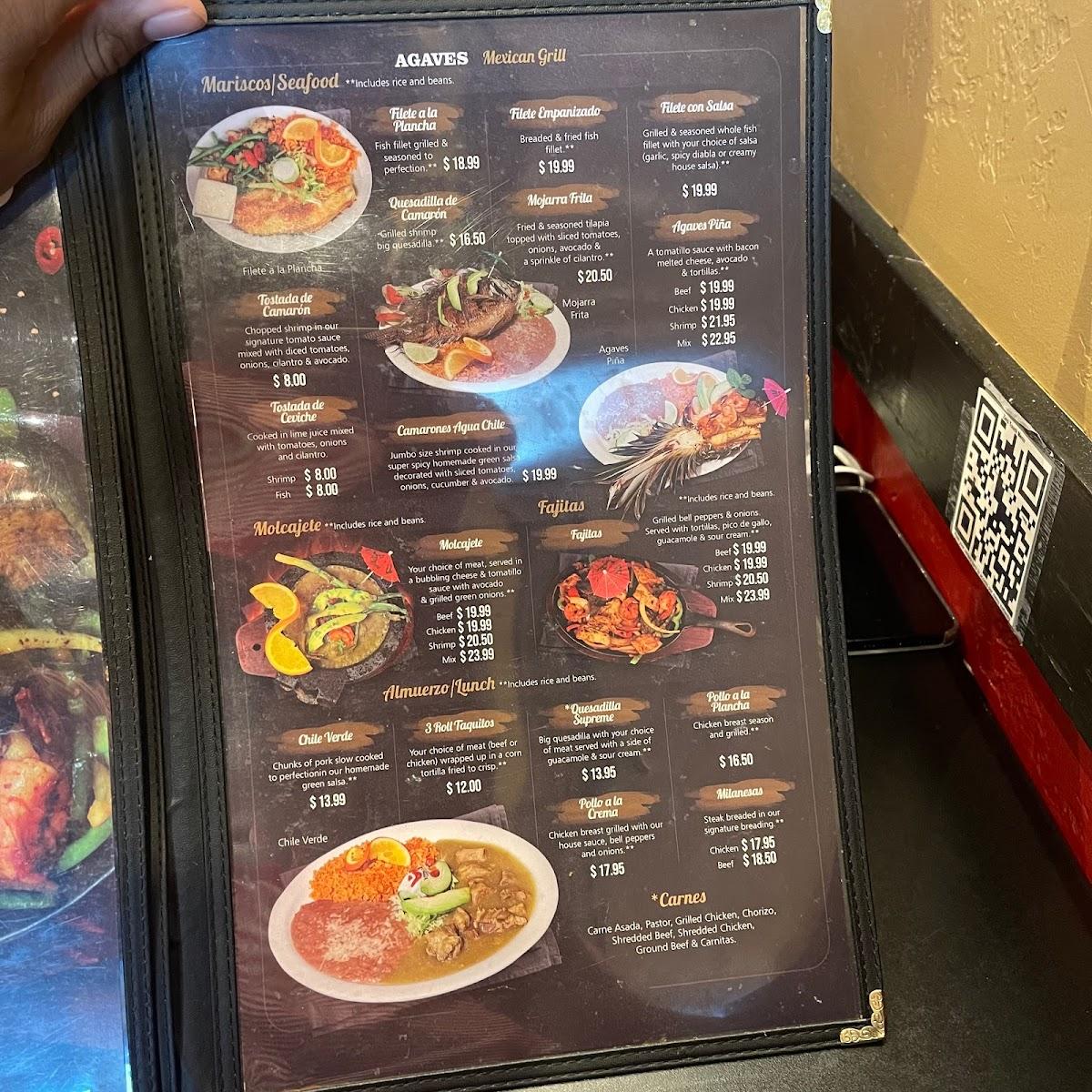 Menu at Agaves Mexican Grill restaurant, Merced