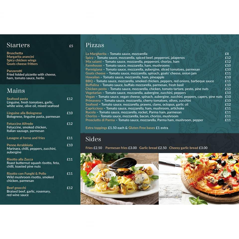 Menu at Castello Italia cafe, Carrickfergus