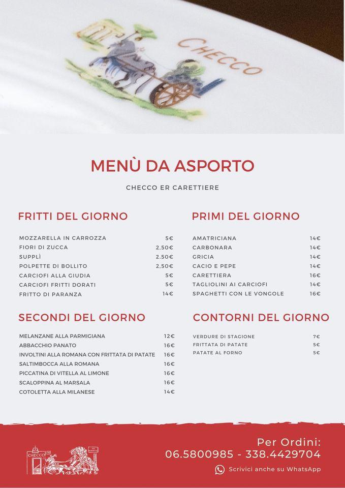 Menu da Checco Er Carettiere pub & bar, Roma