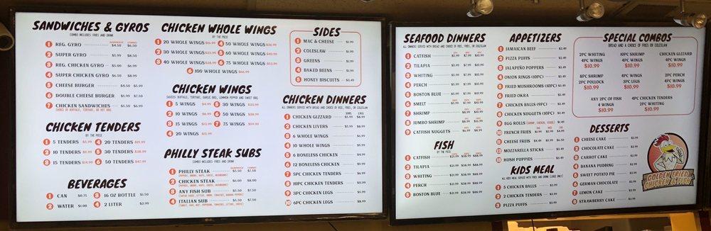 Menu at Golden Fried Chicken and Fish restaurant, Columbus