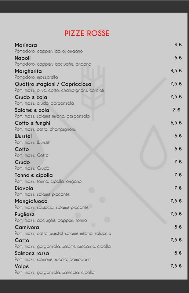 Menu da I 4 Elementi ristorante, Massa