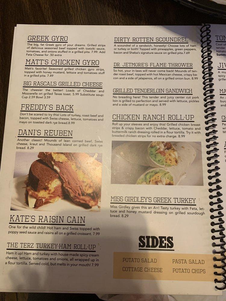 Menu at Little Sheba's restaurant, Richmond