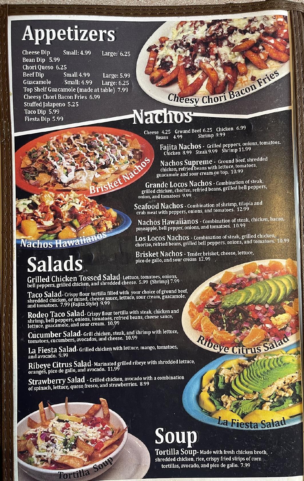 Menu at Los Locos Mexican Restaurant Marshall Ar, Marshall