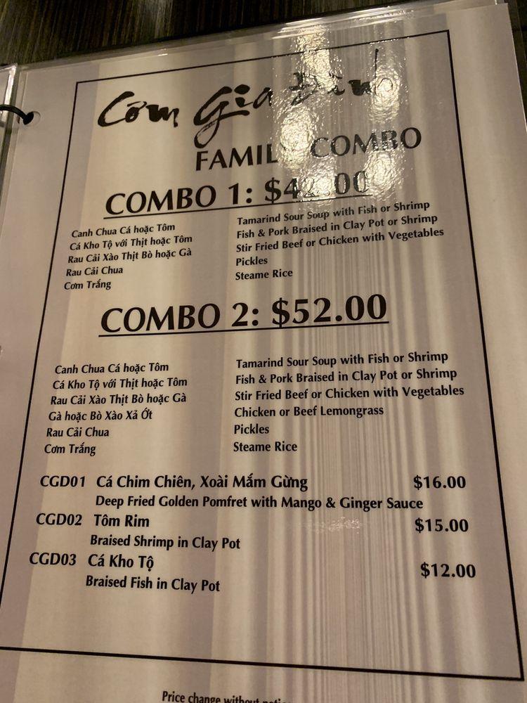 Menu at Pho Now restaurant, Toronto
