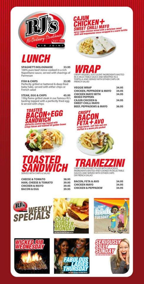 Menu at RJ's Grill Express restaurant, Durban, Shop CL07