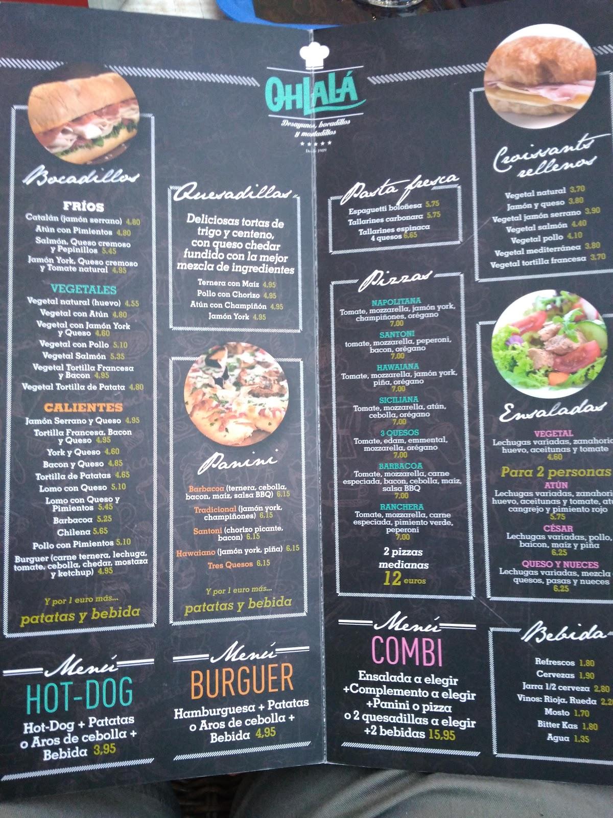 Carta de Restaurante Ohlalá, Alcala de Henares, C. Mayor
